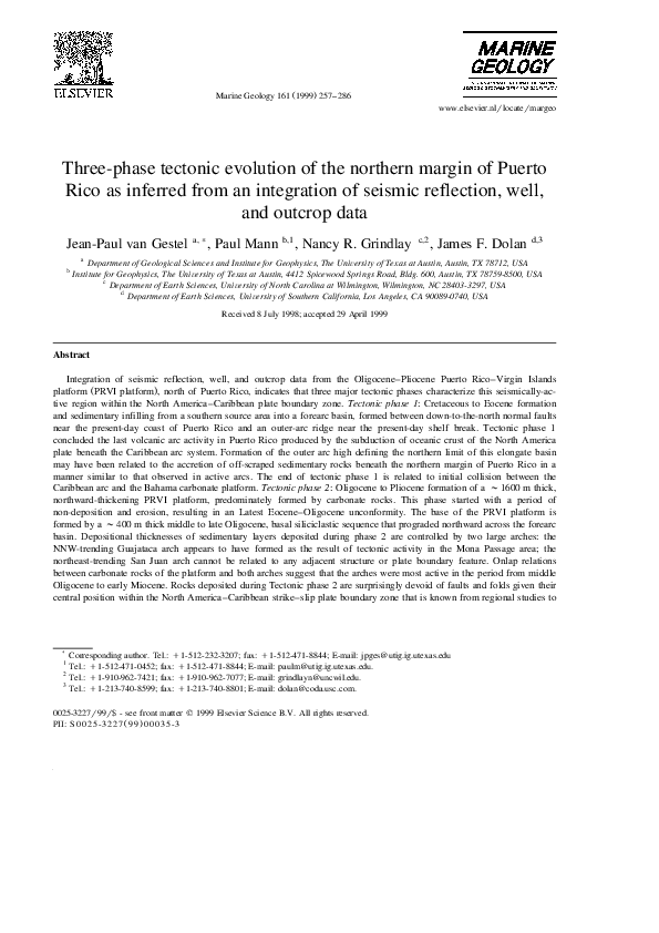 (PDF) Three-phase tectonic evolution of the northern margin of Puerto ...