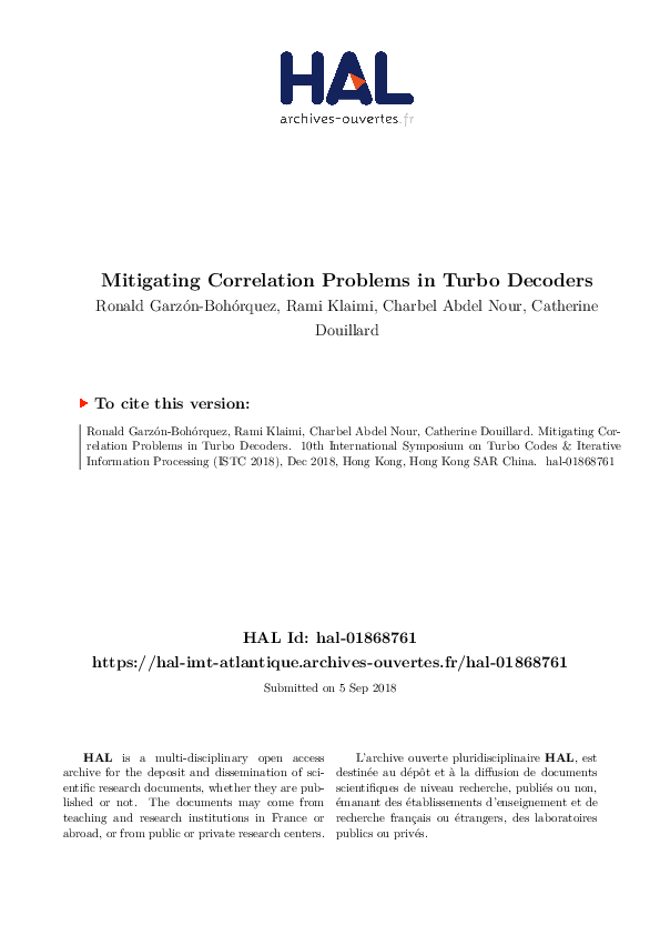 (PDF) Mitigating Correlation Problems in Turbo Decoders