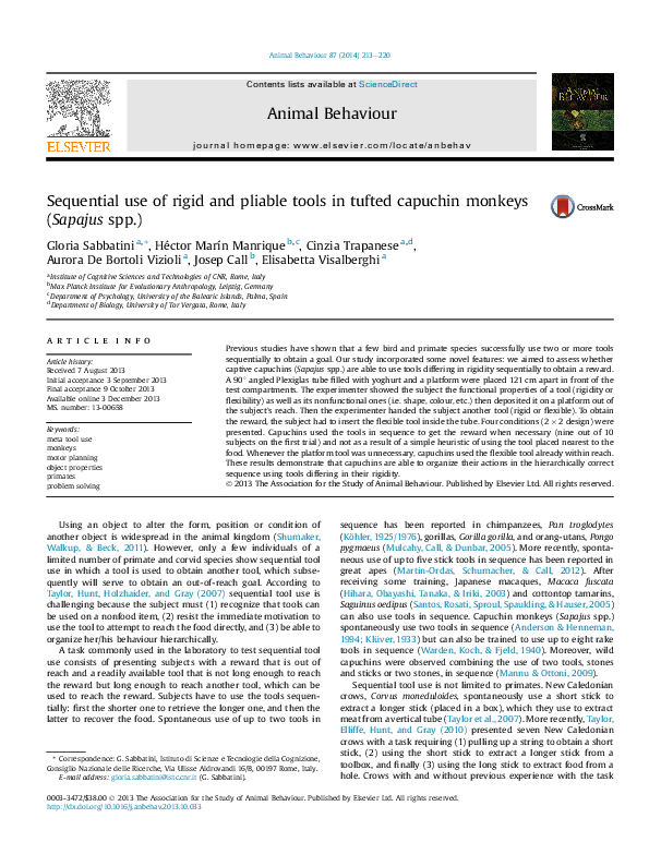 (PDF) Sequential use of rigid and pliable tools in tufted capuchin ...