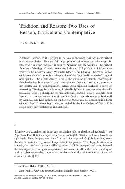 (PDF) Tradition and Reason: Two Uses of Reason, Critical and Contemplative