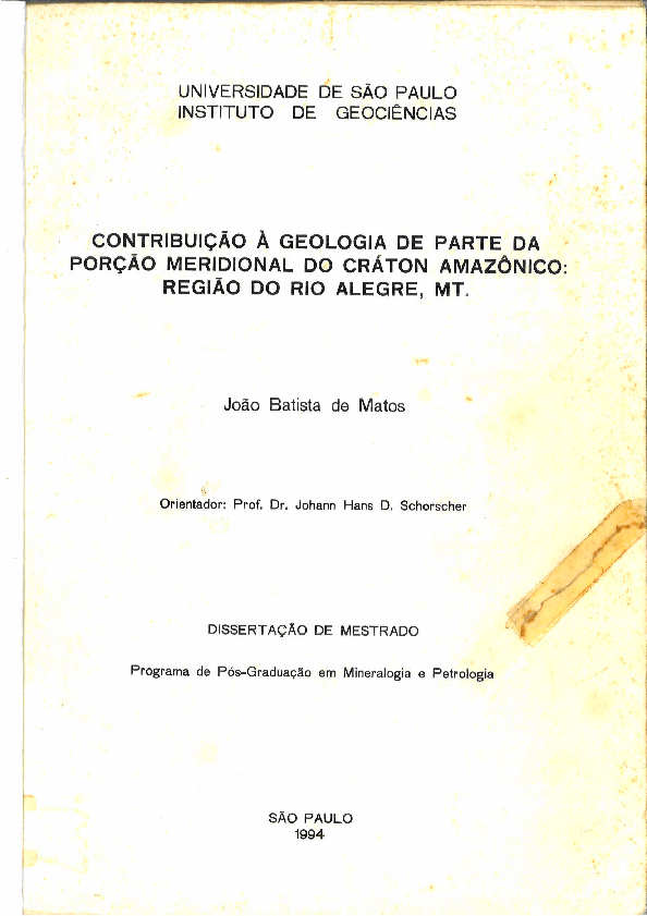 (PDF) Contribuição à geologia de parte da porção meridional do Cráton ...