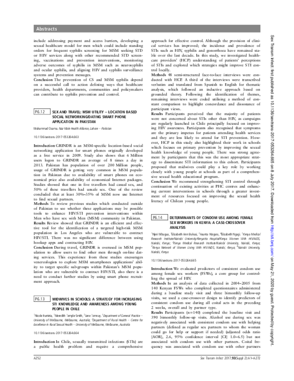 P6.14 Determinants of condom use among female sex workers in kenya: a case-crossover analysis
