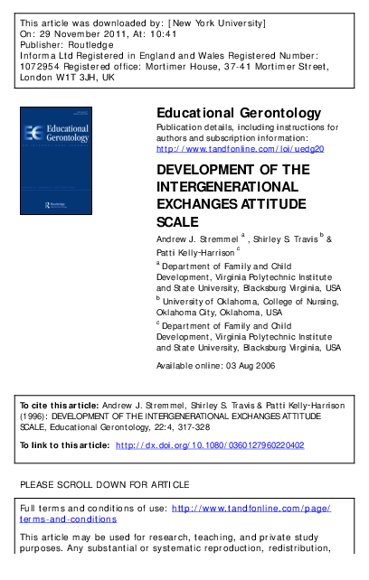 (PDF) Development of the Intergenerational Exchanges Attitude Scale