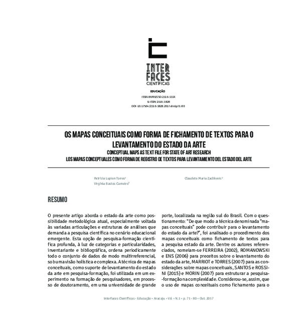 (PDF) Os mapas conceituais como forma de fichamento de textos para o levantamento do estado da arte