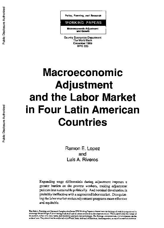 (PDF) Macroeconomic adjustment and the labor market in four Latin ...