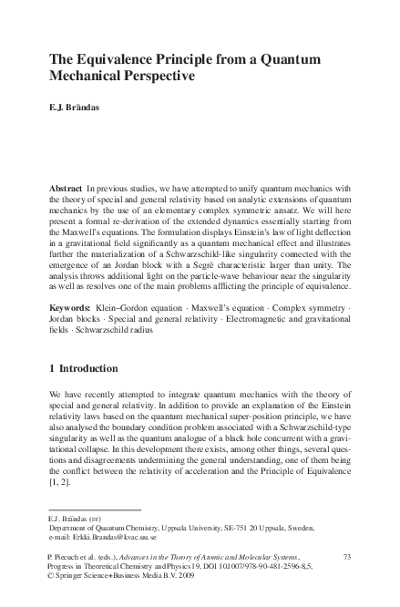 (PDF) The Equivalence Principle from a Quantum Mechanical Perspective ...