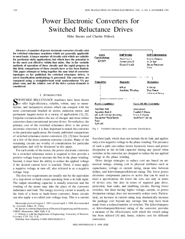 (PDF) Power electronic converters for switched reluctance drives | Mike Barnes - Academia.edu