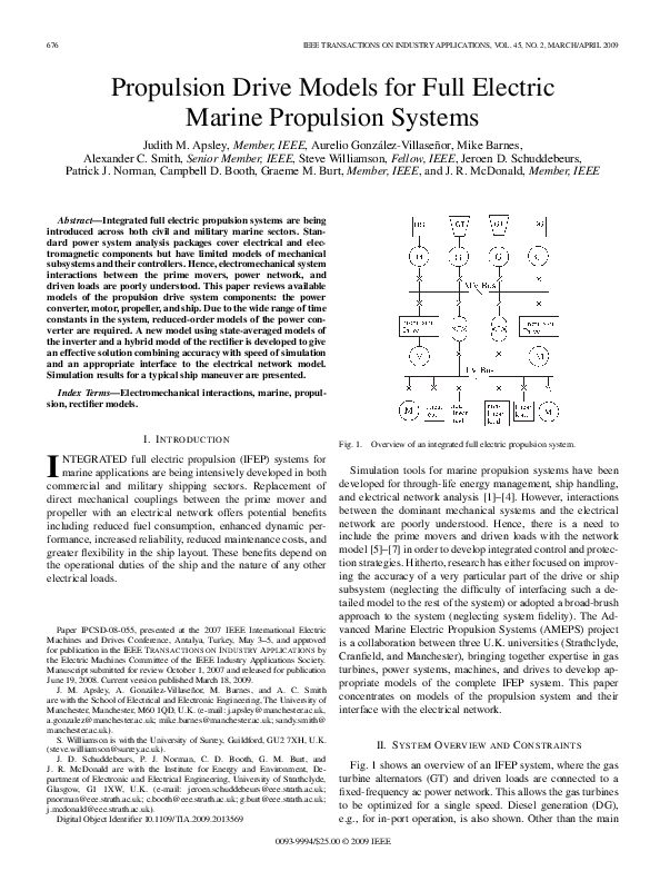 (PDF) Propulsion Drive Models for Full Electric Marine Propulsion Systems