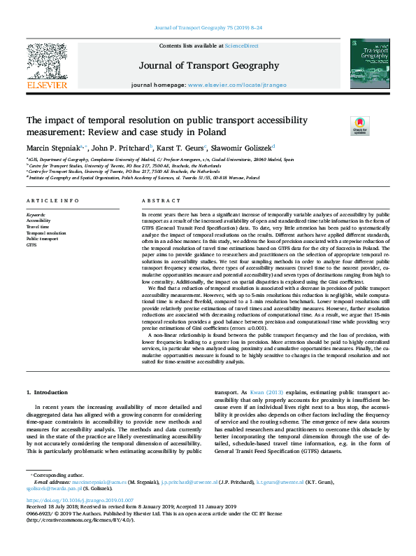 (PDF) The impact of temporal resolution on public transport accessibility measurement: Review ...
