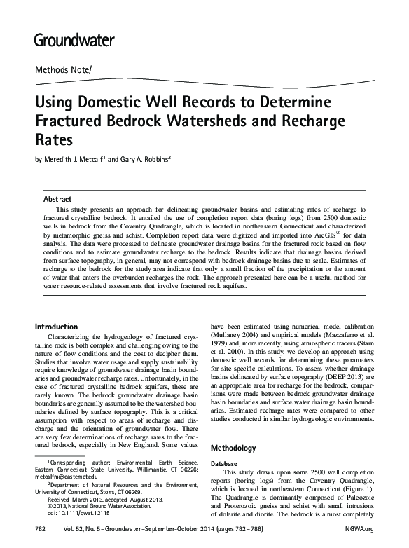 (PDF) Using Domestic Well Records to Determine Fractured Bedrock ...