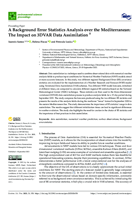(PDF) A Background Error Statistics Analysis over the Mediterranean ...