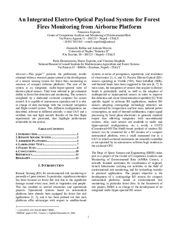 (PDF) An Integrated Electro-Optical Payload System for Forest Fires ...