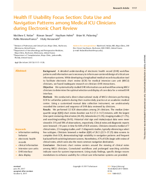 (PDF) Health IT Usability Focus Section: Data Use and Navigation ...
