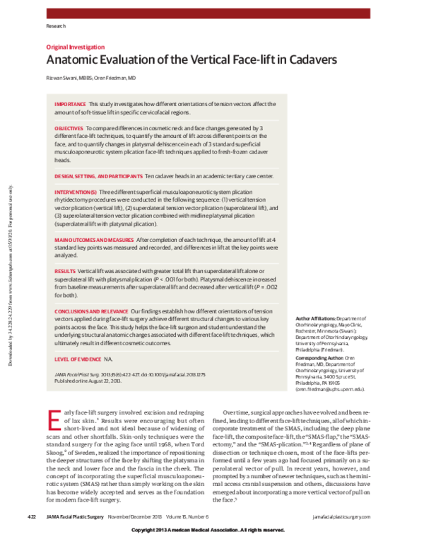 (PDF) Comparative Study of Face-lift Techniques