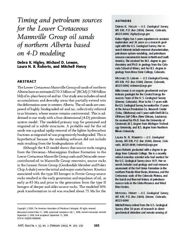 (PDF) Timing and petroleum sources for the Lower Cretaceous Mannville ...