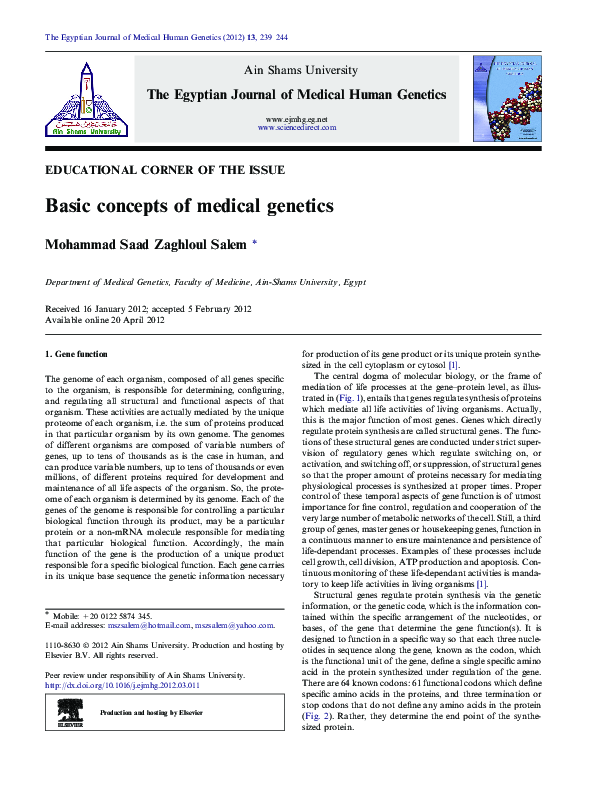 (PDF) Basic concepts of medical genetics