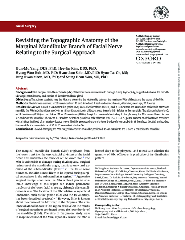 (PDF) Revisiting the Topographic Anatomy of the Marginal Mandibular ...