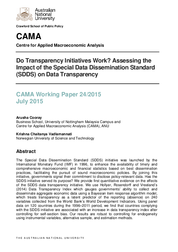 (PDF) Do Transparency Initiatives Work? Assessing the Impact of the ...