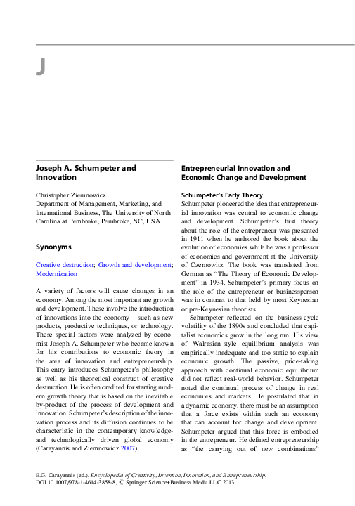 (PDF) Joseph A. Schumpeter and Innovation