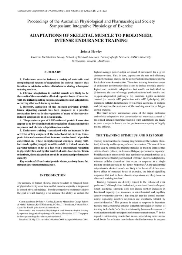 (PDF) Adaptations Of Skeletal Muscle To Prolonged, Intense Endurance ...
