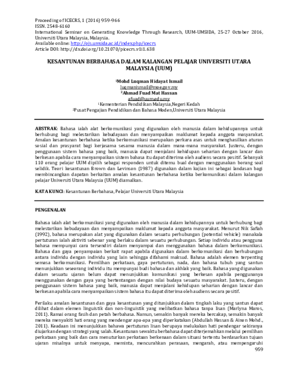 (PDF) Kesantunan Berbahasa Dalam Kalangan Pelajar Universiti Utara ...