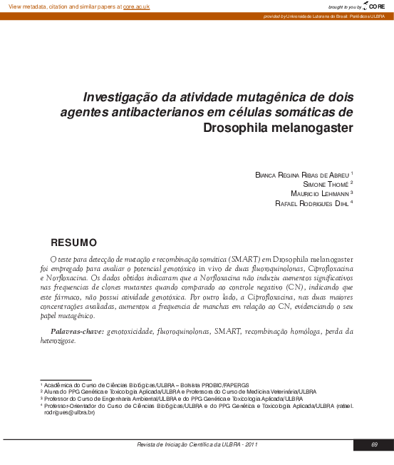 (PDF) Investigação da atividade mutagênica de dois agentes ...