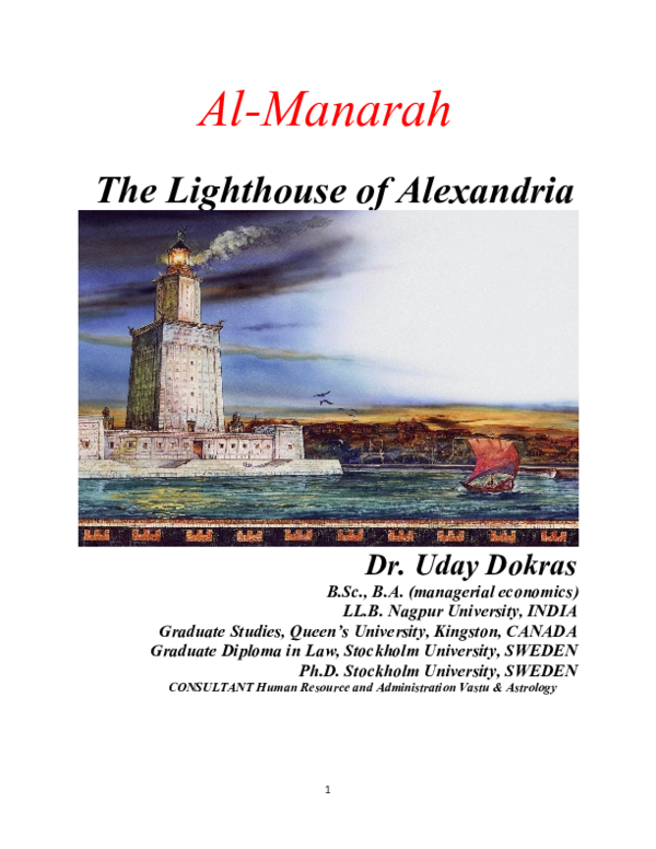 (DOC) Al Manarah- The Lighthouse of Alexandria | Dr. Uday Dokras ...