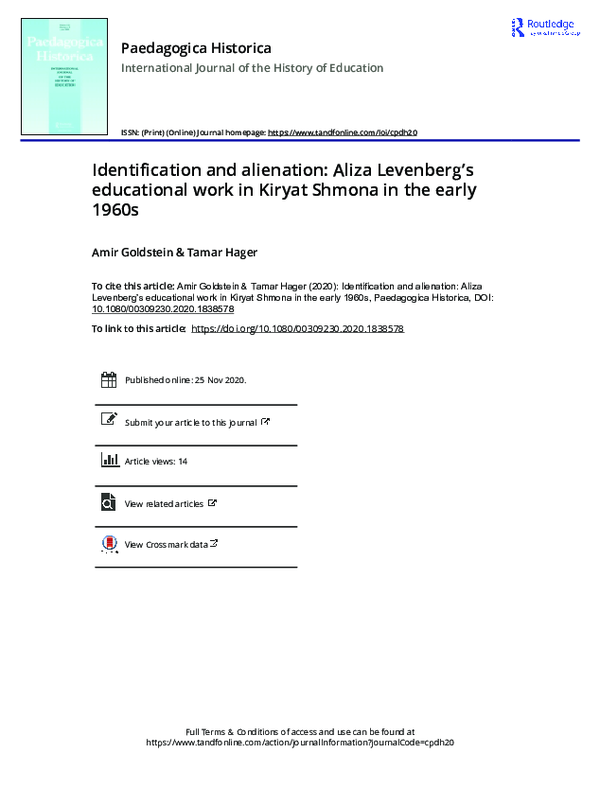 (PDF) Identification and alienation: Aliza Levenberg’s educational work ...