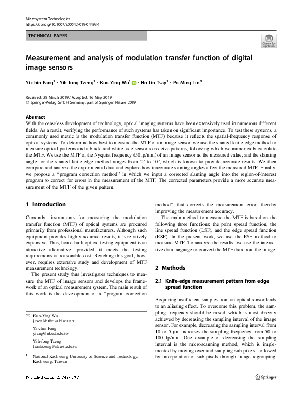 (PDF) Measurement and analysis of modulation transfer function of the third generation low-light ...