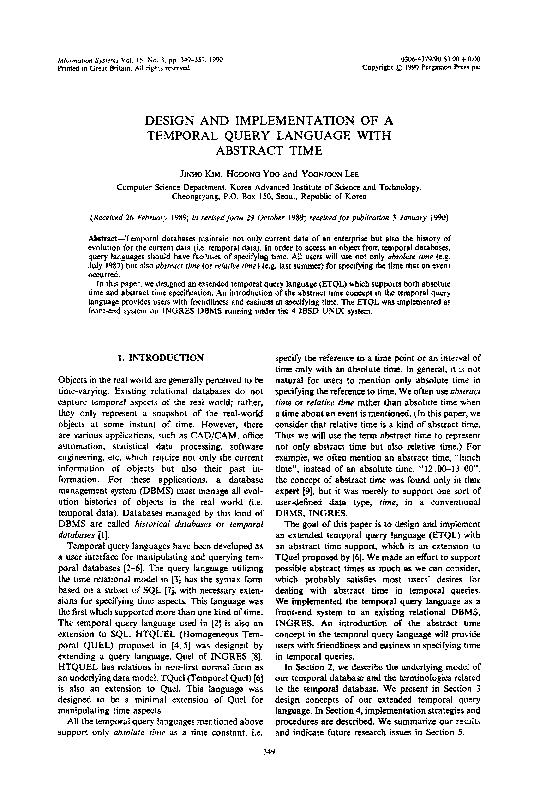 (PDF) Design and implementation of a temporal query language with abstract time