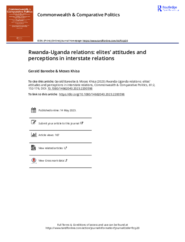 (PDF) Rwanda-Uganda relations: elites’ attitudes and perceptions in ...