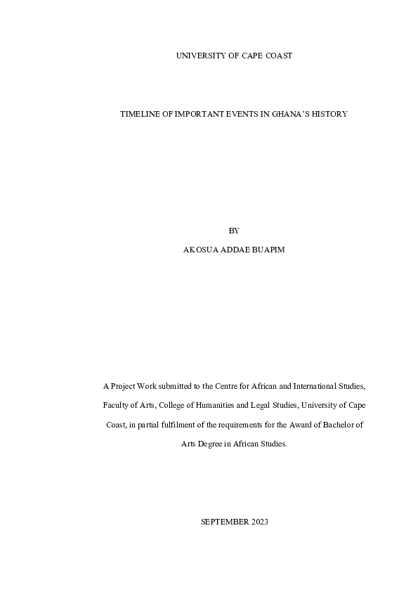 (DOC) Timeline Of Important Events In Ghana's History.