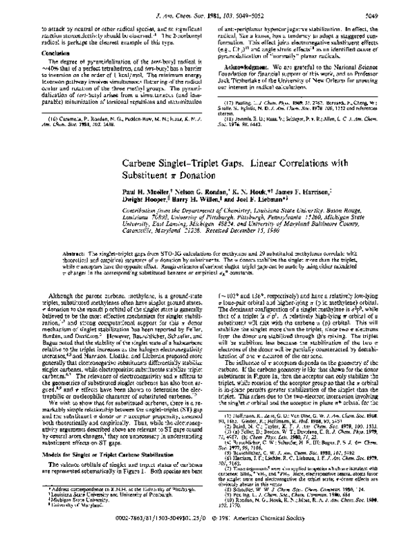 (PDF) Carbene singlet-triplet gaps. Linear correlations with ...