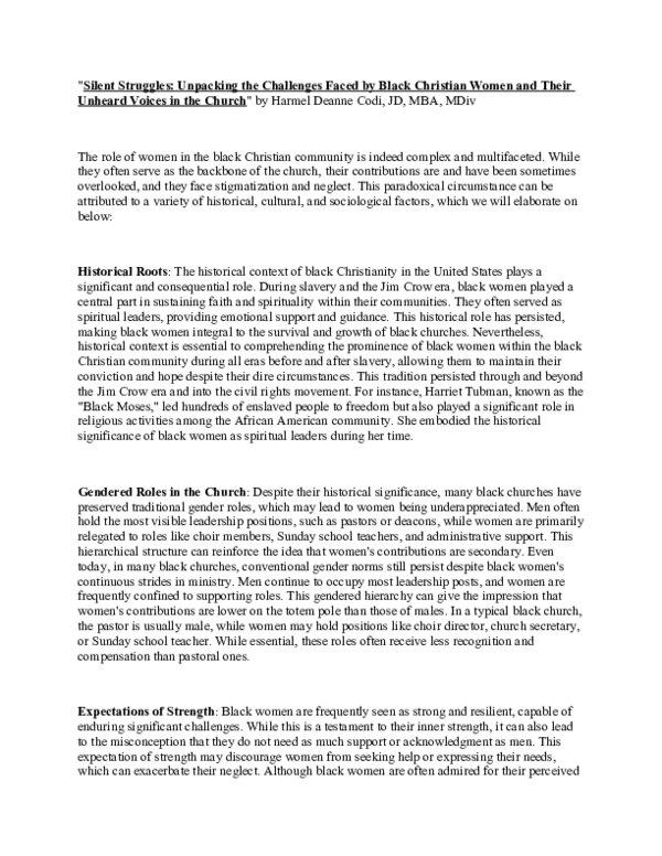 (DOC) "Silent Struggles: Unpacking the Challenges Faced by Black ...