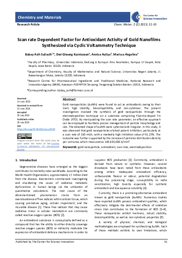 (PDF) Scan rate Dependent Factor for Antioxidant Activity of Gold ...