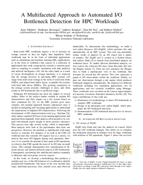 (PDF) A Multifaceted Approach to Automated I/O Bottleneck Detection for HPC Workloads