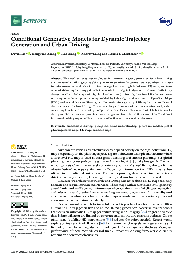 (PDF) Conditional Generative Models for Dynamic Trajectory Generation ...