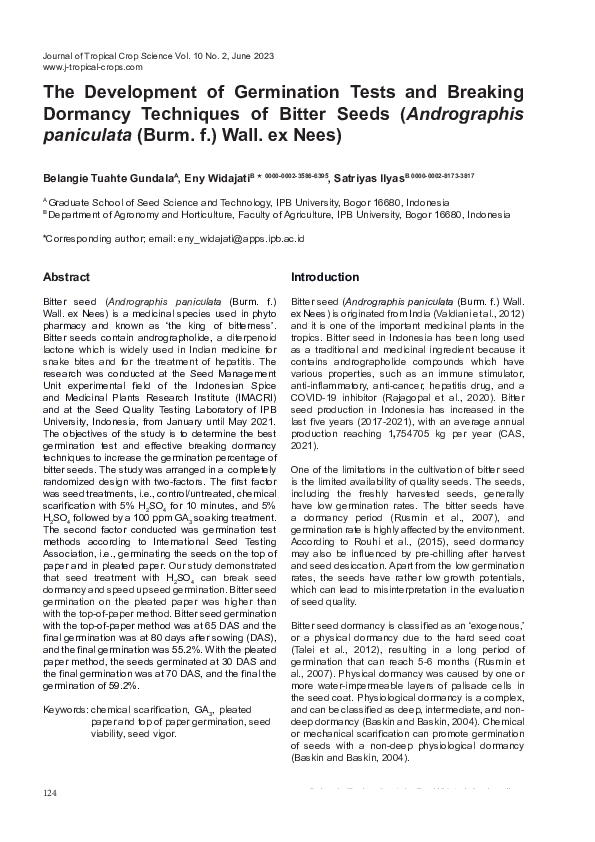 (PDF) The Development of Germination Tests and Breaking Dormancy ...
