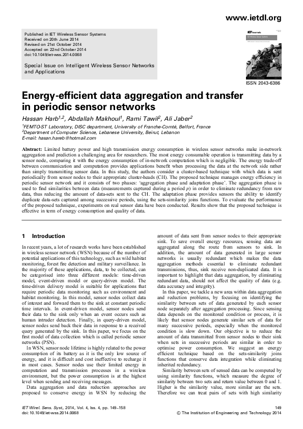 (PDF) Energy‐efficient data aggregation and transfer in periodic sensor networks