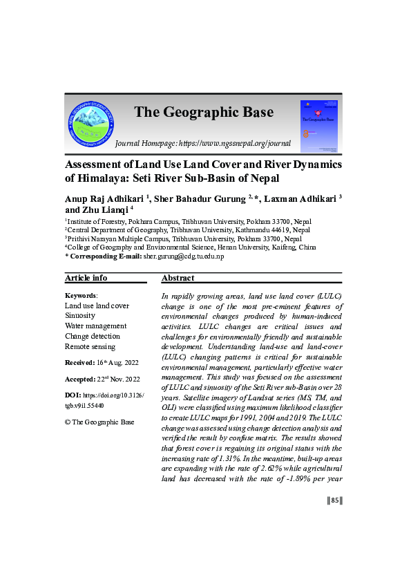 (PDF) Assessment of Land Use Land Cover and River Dynamics of Himalaya ...