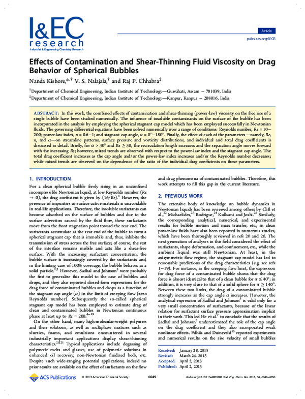 Effects of Contamination and Shear-Thinning Fluid Viscosity on Drag ...