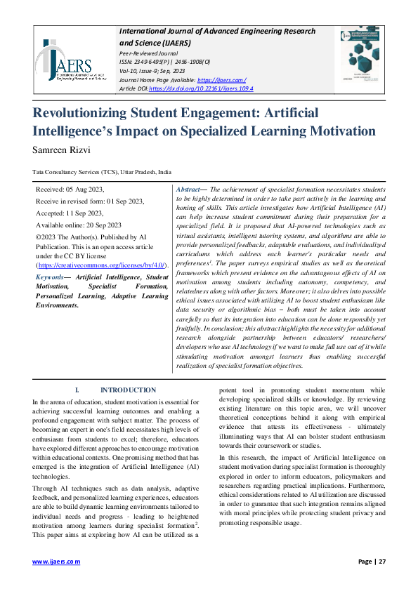(PDF) Revolutionizing Student Engagement: Artificial Intelligence’s ...
