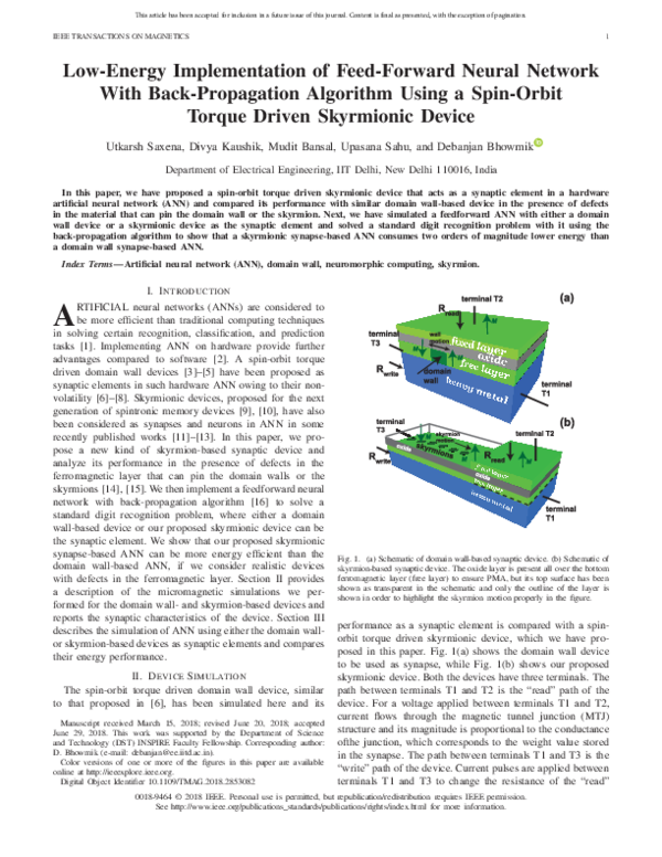 (PDF) Low-Energy Implementation of Feed-Forward Neural Network With Back-Propagation Algorithm ...