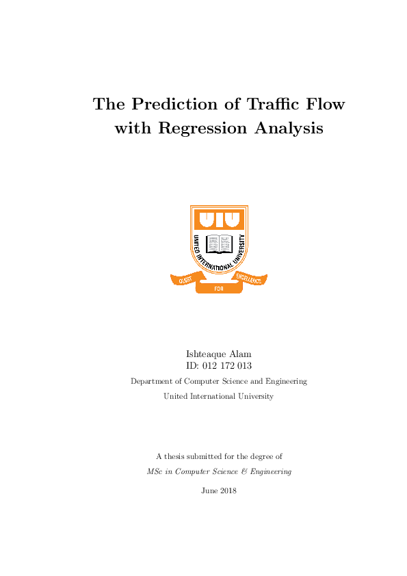(PDF) The Prediction of Traffic Flow with Regression Analysis