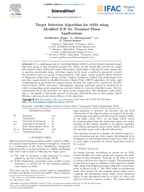Pdf Target Selection Algorithm For Asm Using Modified Icp For Terminal Phase Applications 9851