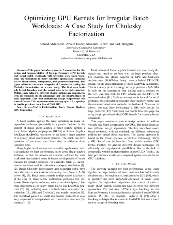 (PDF) Optimizing GPU Kernels for Irregular Batch Workloads: A Case ... (PDF) Optimizing GPU Kernels for Irregular Batch Workloads: A Case ...
