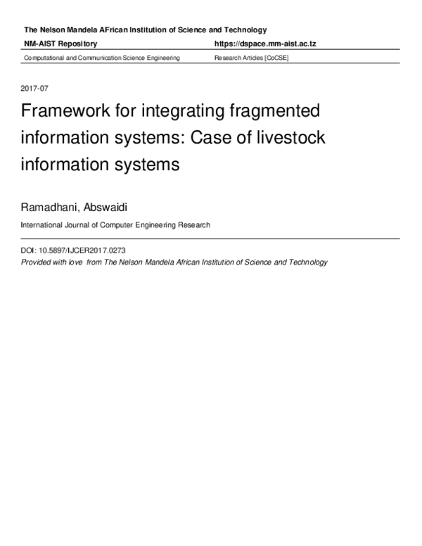 (PDF) Framework for integrating fragmented information systems: Case of ...