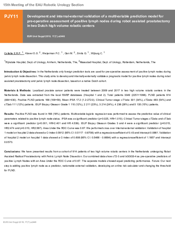 (PDF) Development and internal-external validation of a multivariable prediction model for pre ...