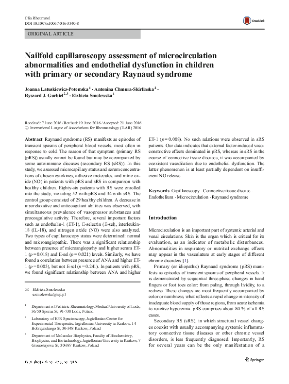 (PDF) Nailfold capillaroscopy assessment of microcirculation ...