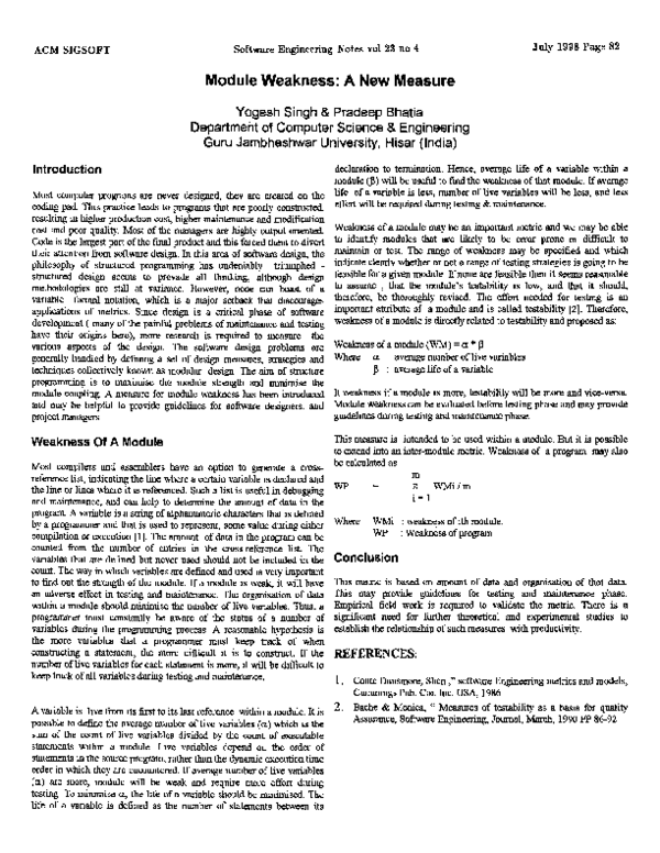 (PDF) Module weakness